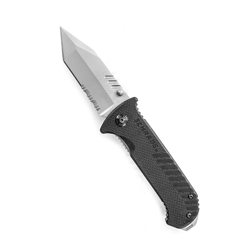Schrade 40 Percent Serrated Tanto Blade Liner Lock Folding Knife ...